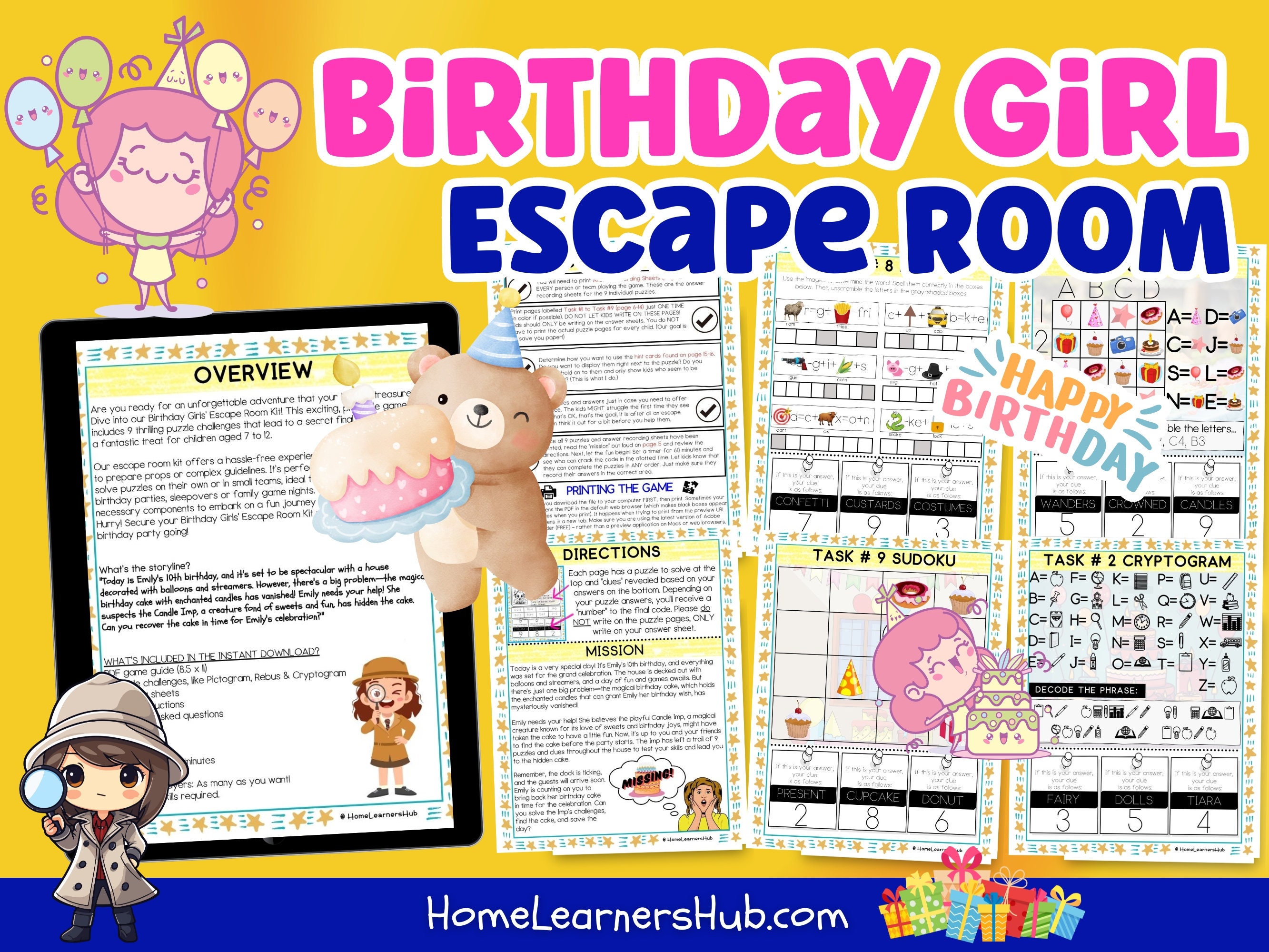 Birthday Girl Escape Room Printables Kit| Family Game Night| DIY ...