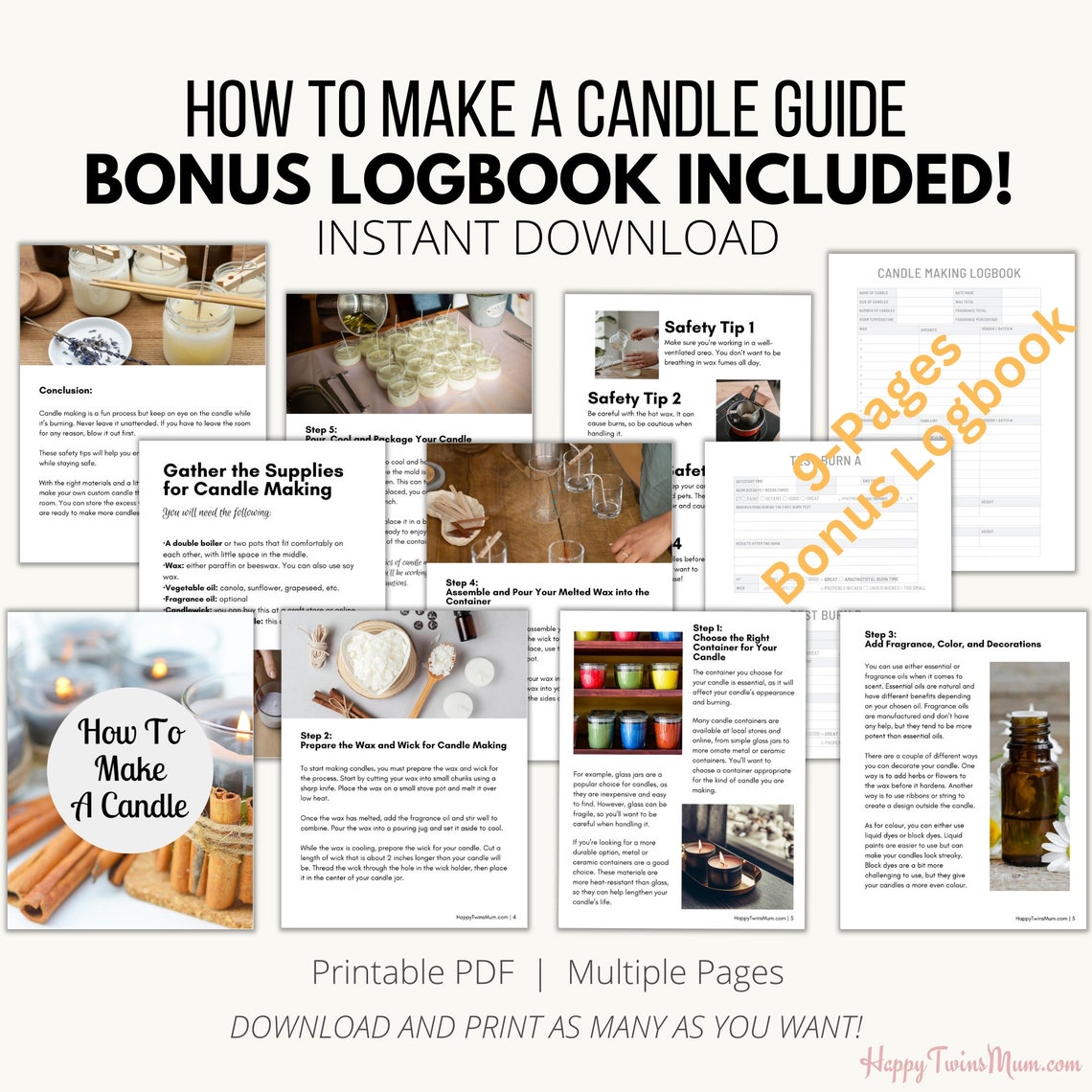 How to Make A Candle Printable | Printable Candle Recipe | Bonus ...