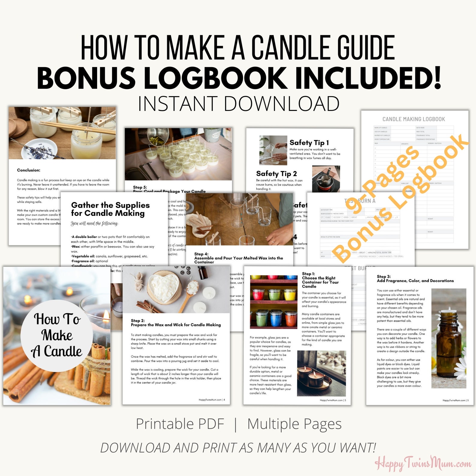 How to Make A Candle Printable Printable Candle Recipe - Etsy