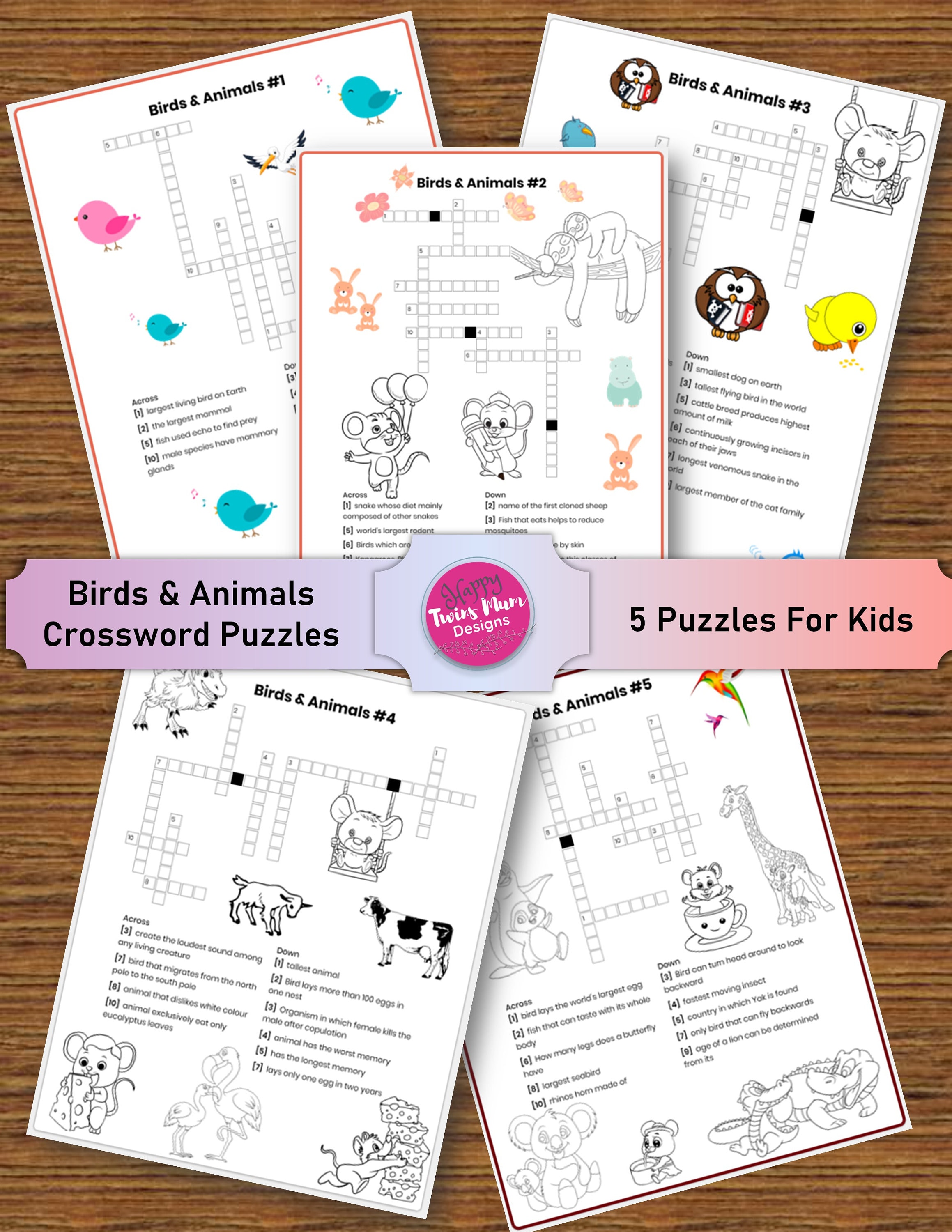 Crossword Puzzles for Kids| Birds and Animals| Word Game| Brain Game ...