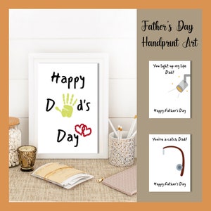Father's Day Handprint Art | Keepsake Memory Craft DIY Card | Father's ...