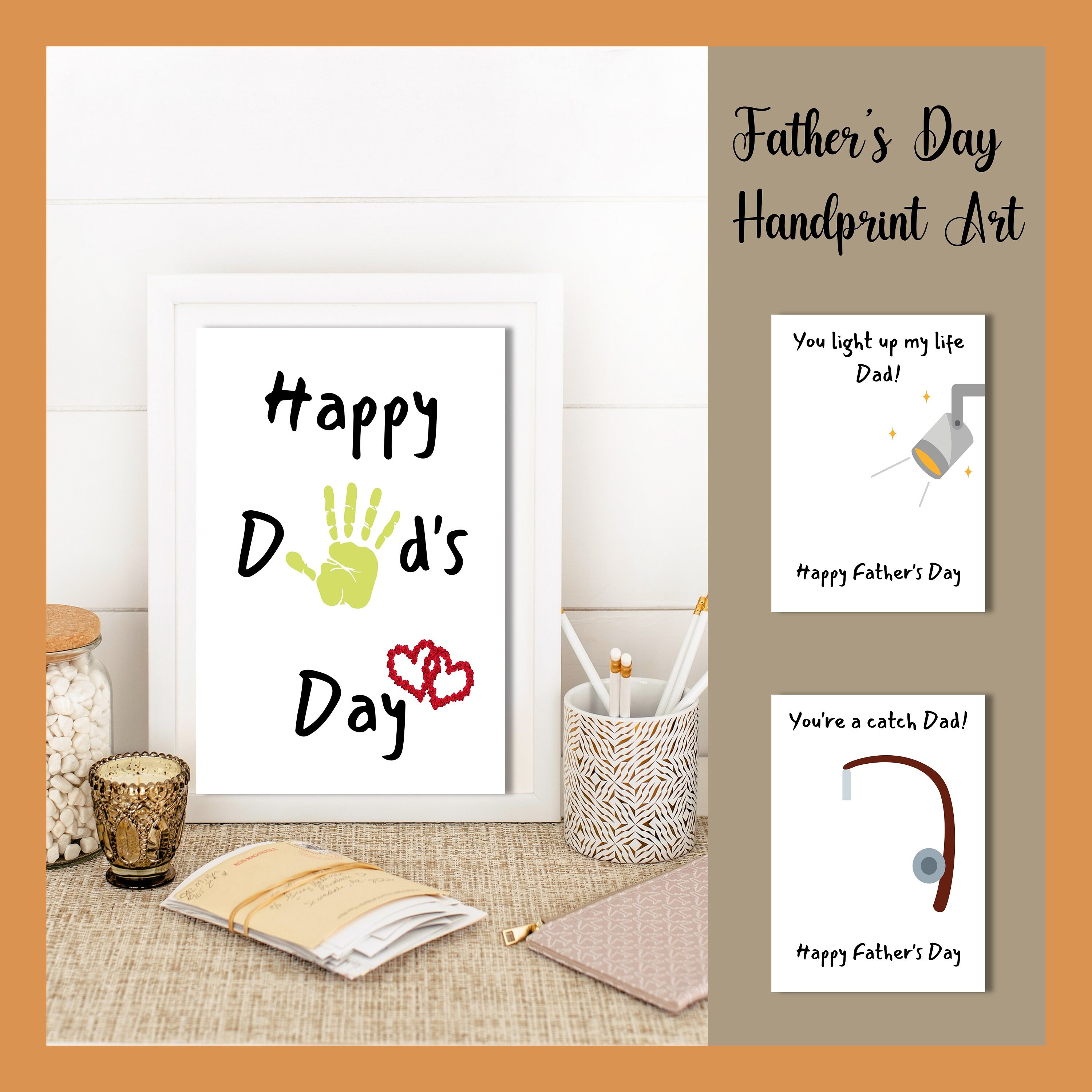 Father's Day Handprint Art | Keepsake Memory Craft DIY Card | Father's ...