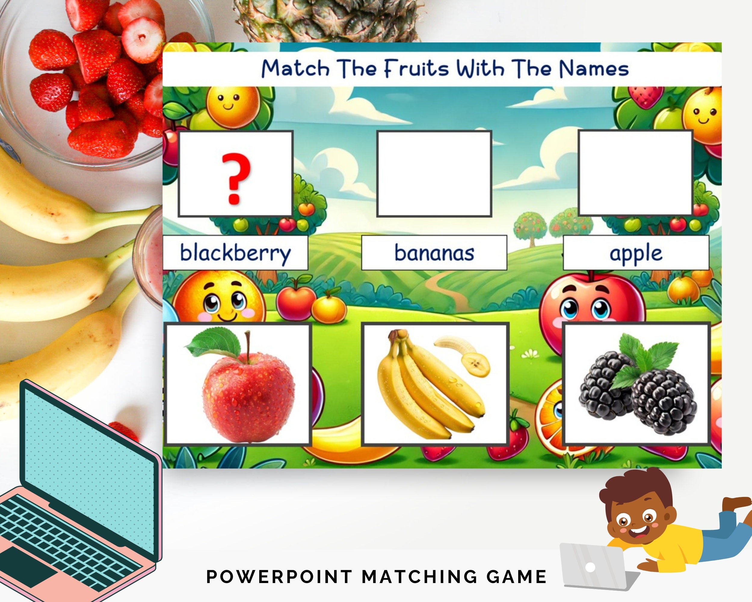 Powerpoint Games| Fruits Matching Game for Kids| Classroom Activities ...