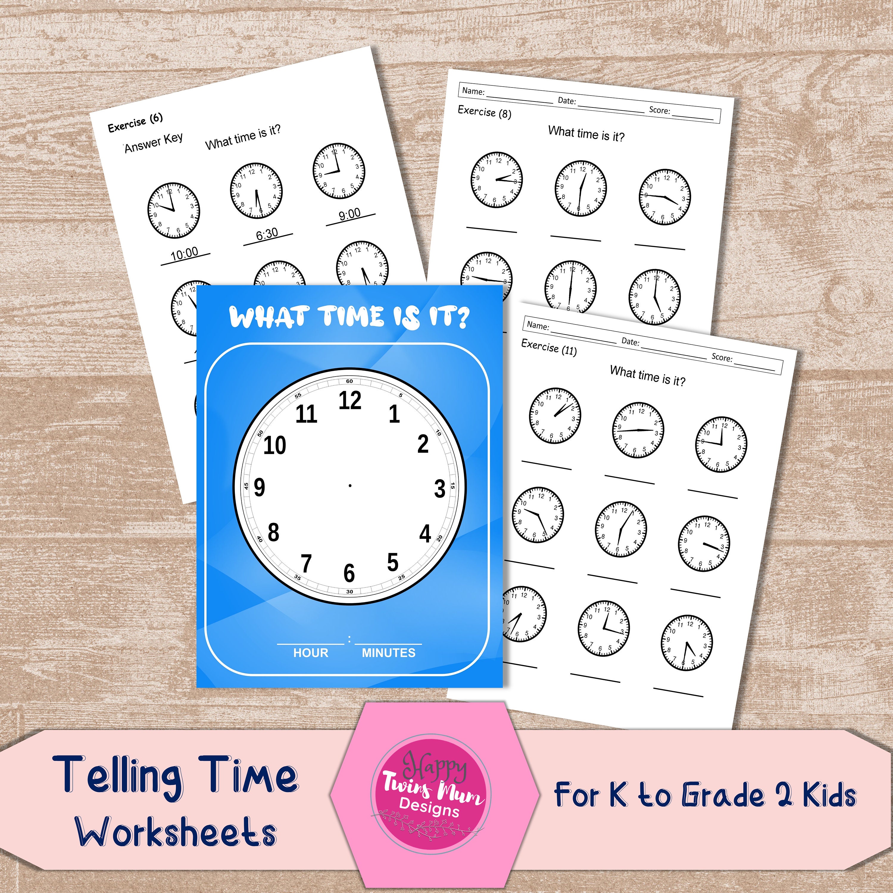 Telling Time Worksheets| Learning Activity Book for Kids| Homeschool ...