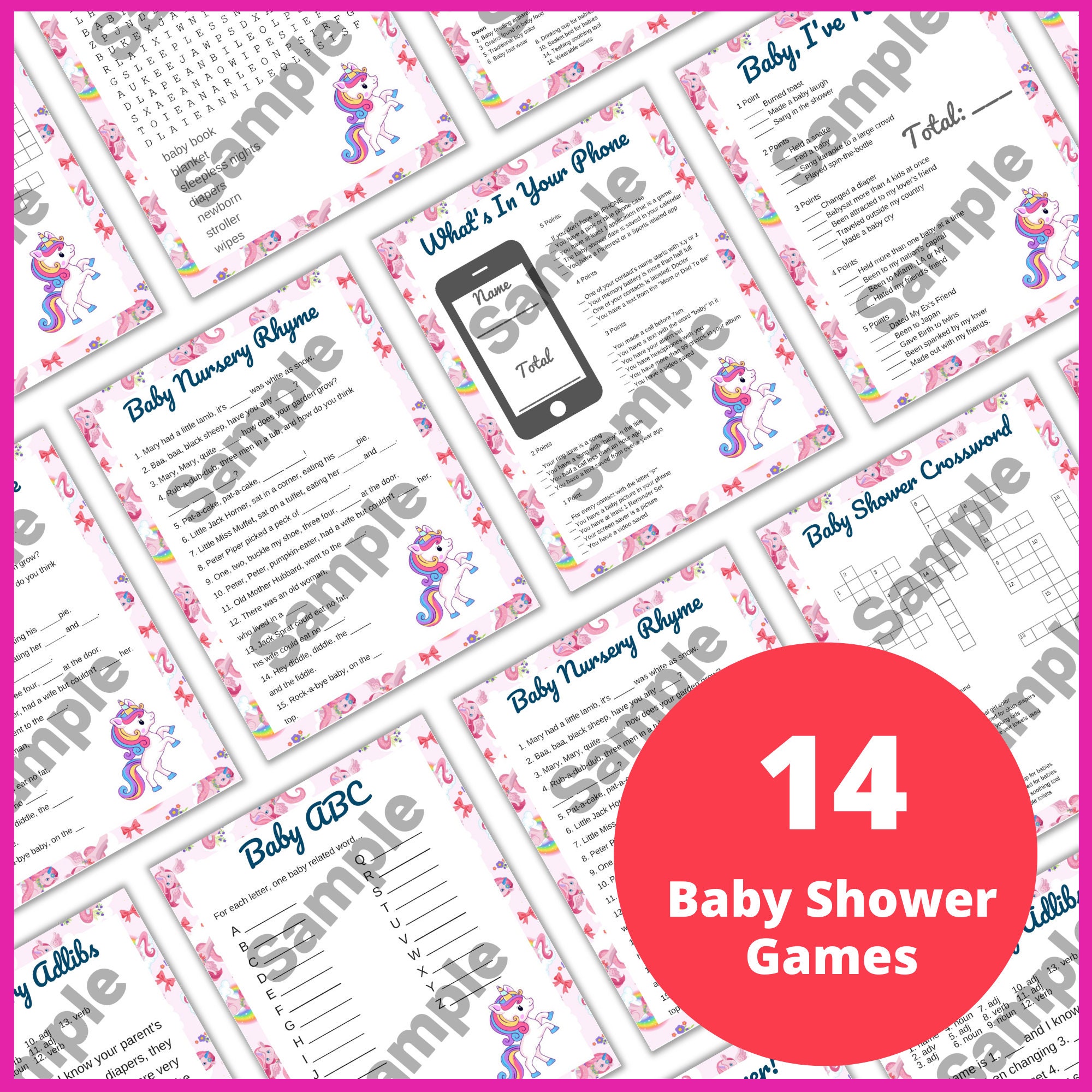 Unicorn Baby Shower Games | Unicorn Baby Shower Games Printable | Fun ...