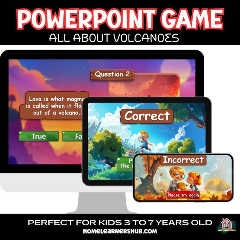 Powerpoint Games for Kids| Volcano Activities | Self Directed Learning ...