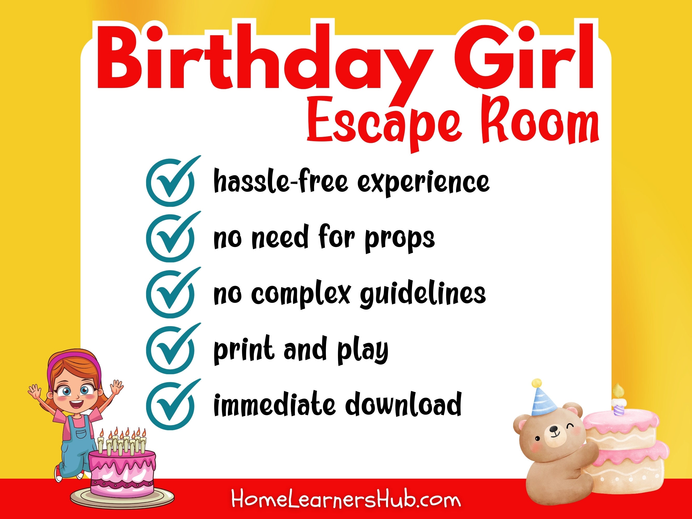Birthday Girl Escape Room Printables Kit Family Game Night DIY ...