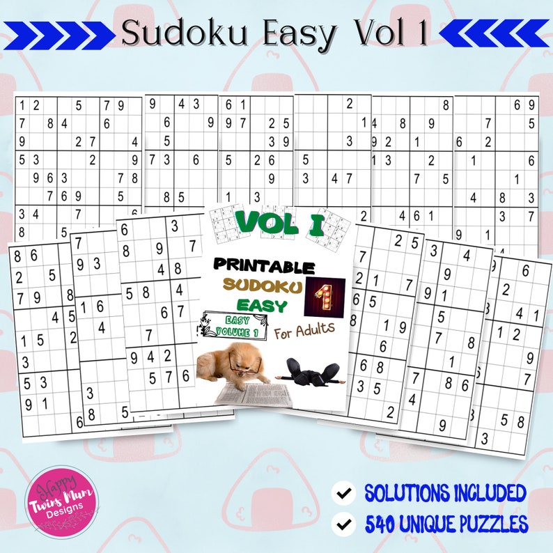 Printable Sudoku Easy for Adults Vol 1 540 Different Sudoku Puzzles ...