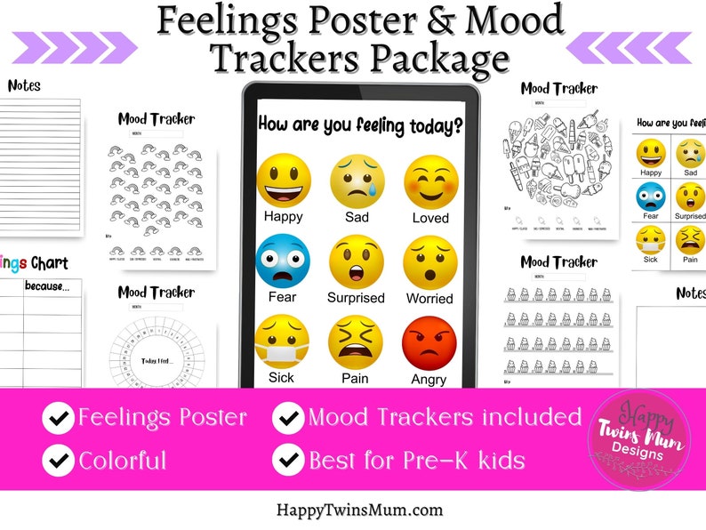 Feelings Posters| Mood Trackers| Emotions Chart| SEL Cards for Self ...