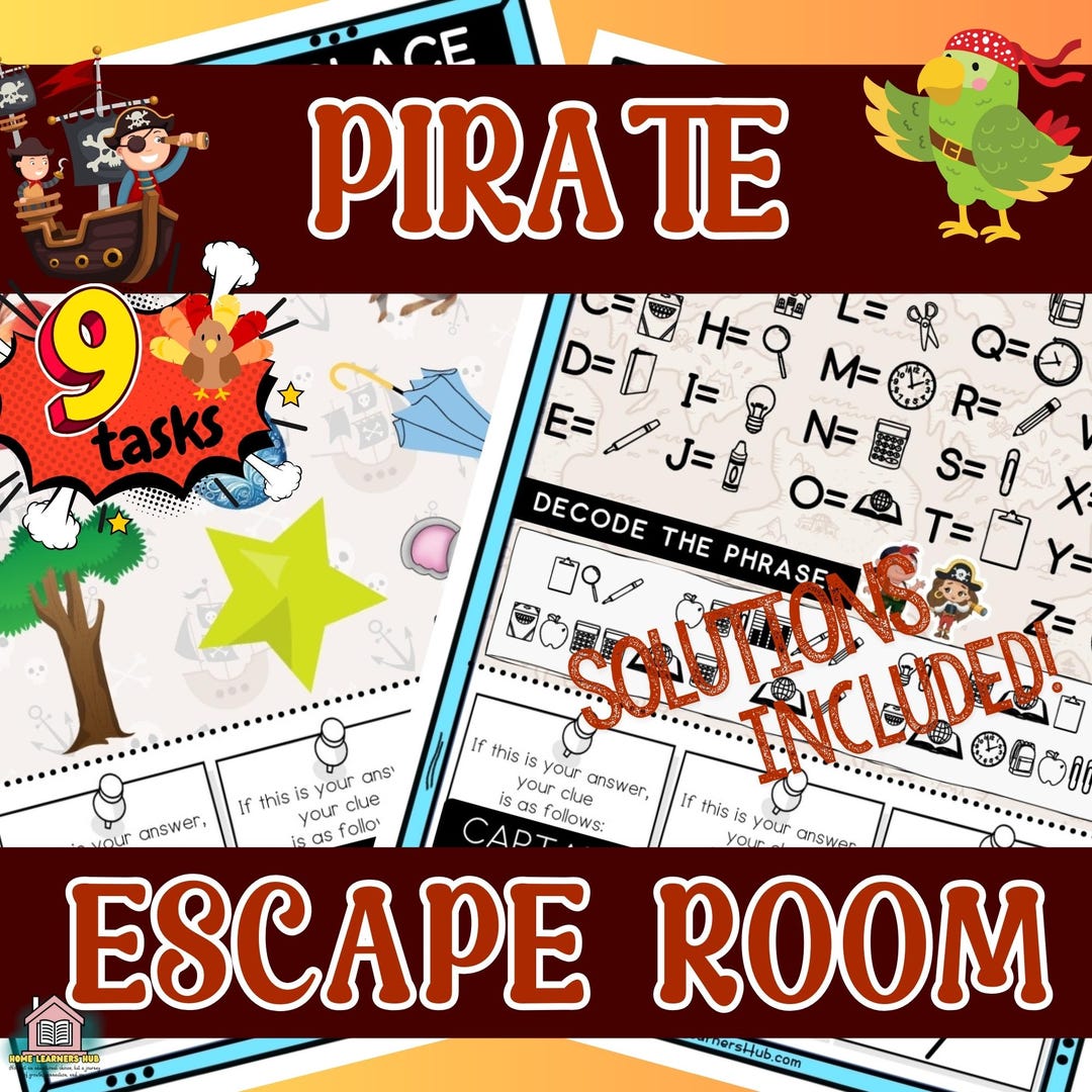Pirate Escape Room Game| Treasure Adventure Printable Party Game for ...