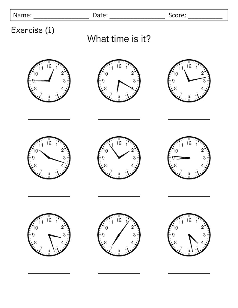 Telling Time Worksheets Learning Activity Book for Kids Homeschool ...
