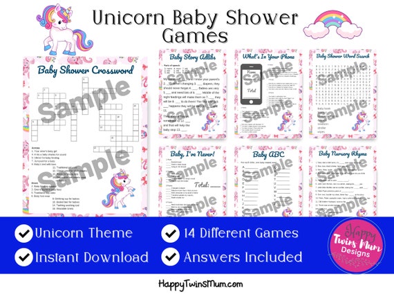 Unicorn Baby Shower Games Unicorn Baby Shower Games | Etsy