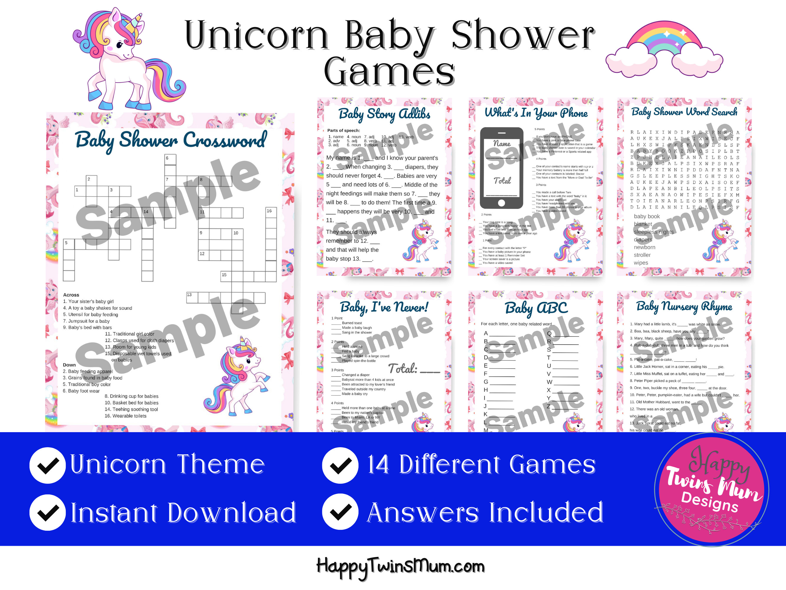 Unicorn Baby Shower Games | Unicorn Baby Shower Games Printable | Fun ...