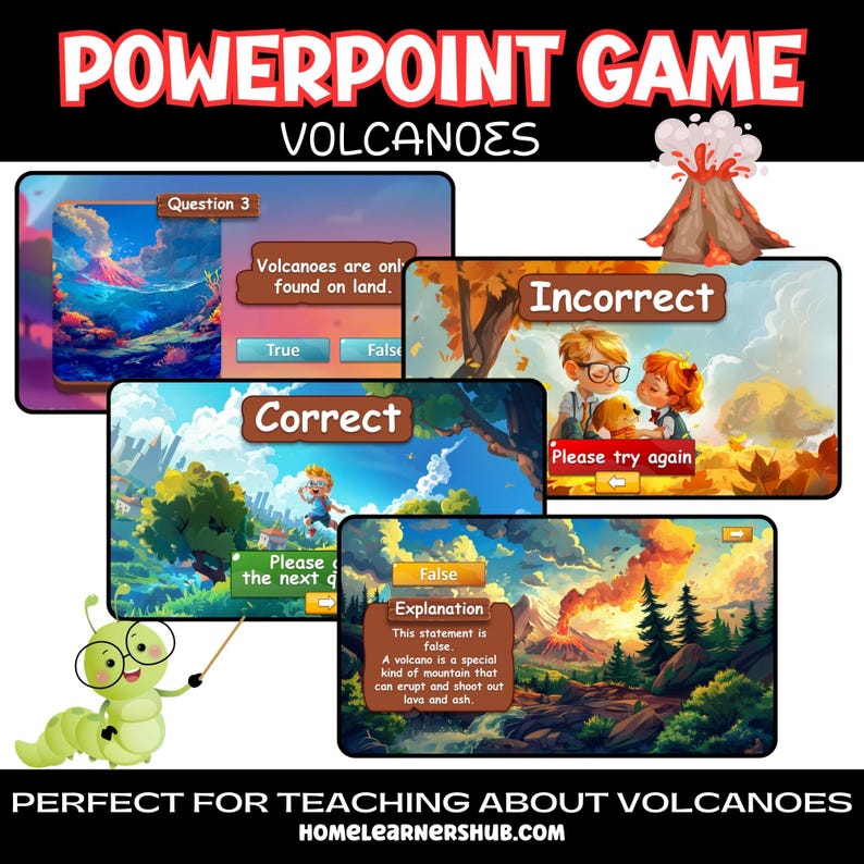 Powerpoint Games for Kids| Volcano Activities | Self Directed Learning ...