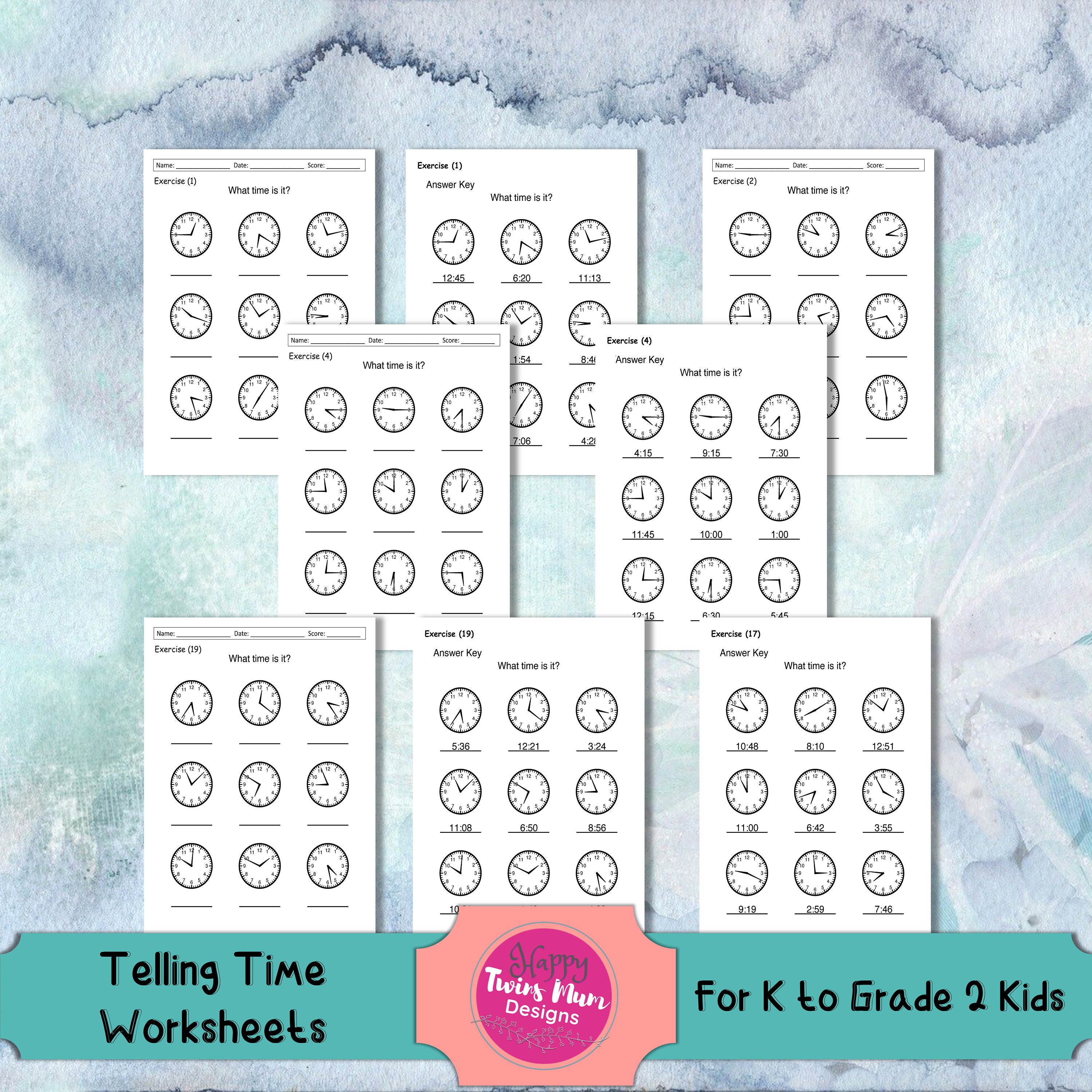 Telling Time Worksheets| Learning Activity Book for Kids| Homeschool ...