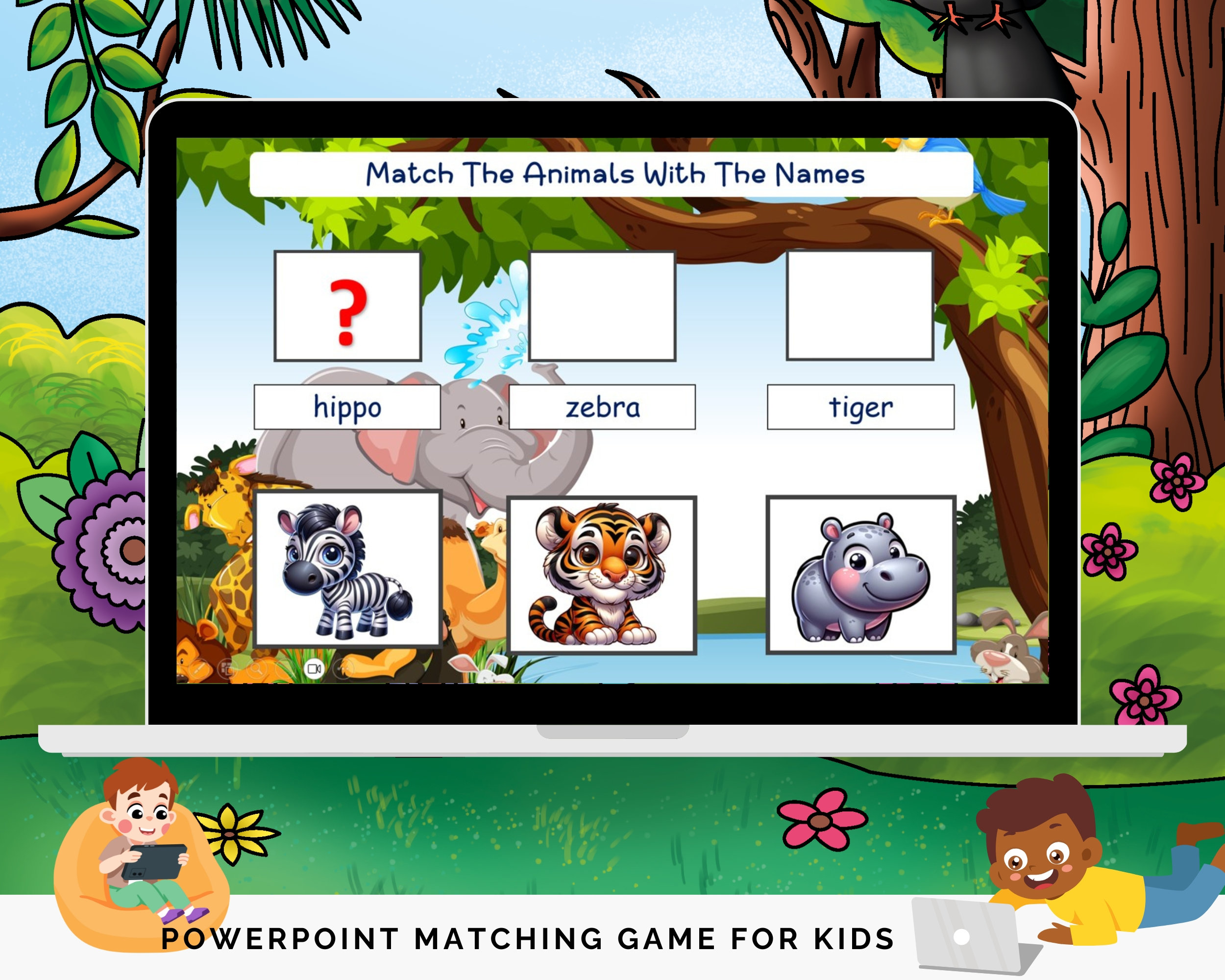Powerpoint Games| Animals Matching Game for Kids| Classroom Activity ...