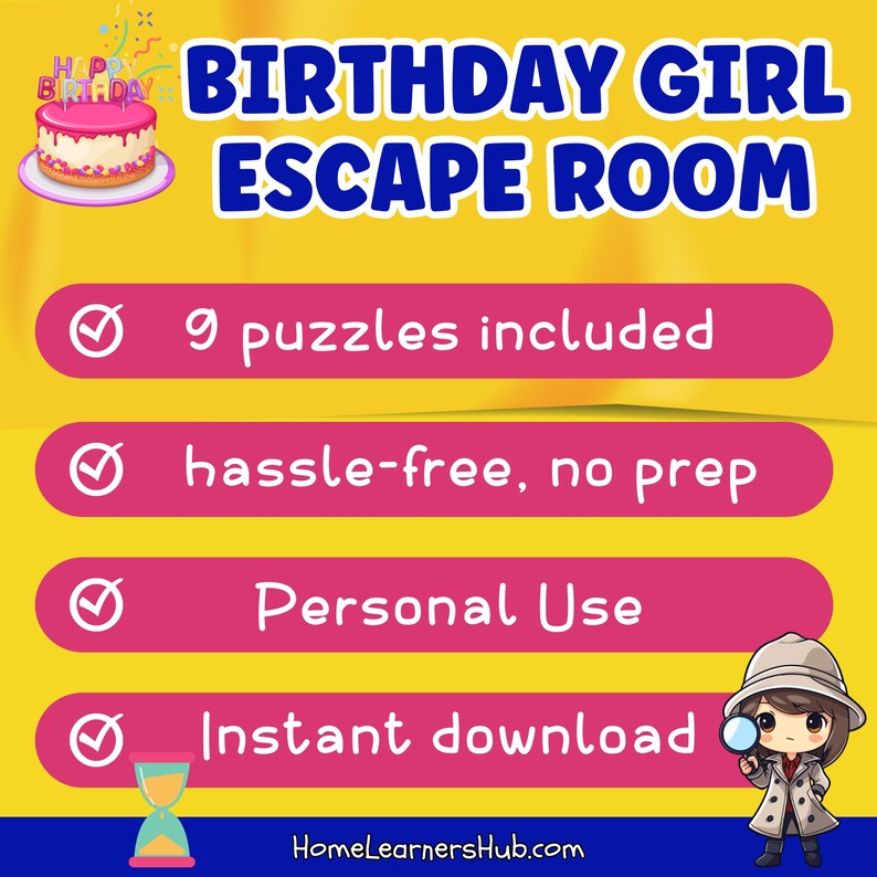 Birthday Girl Escape Room Printables Kit| Family Game Night| DIY ...
