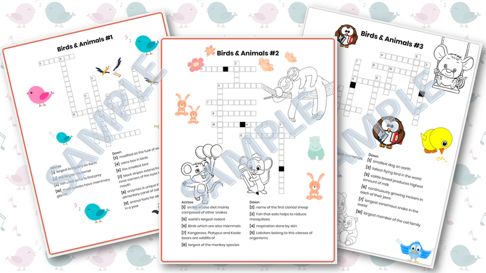 Crossword Puzzles for Kids| Birds and Animals| Word Game| Brain Game ...