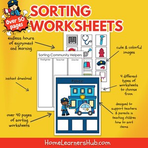Community Helpers Sorting Worksheets | Preschool & Kindergarten ...