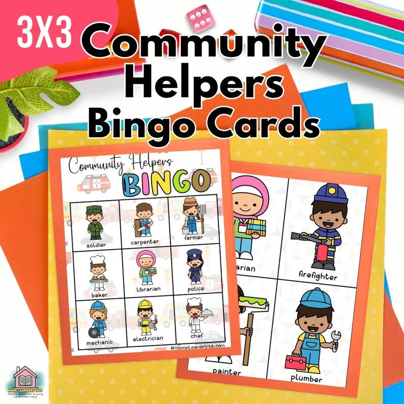 Community Helpers Bingo Cards 3x3 | Preschool & Kindergarten Activity ...