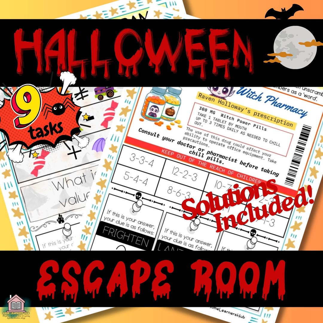 Halloween Escape Room Printable Party Game Fall Fun for Kids Crack the ...