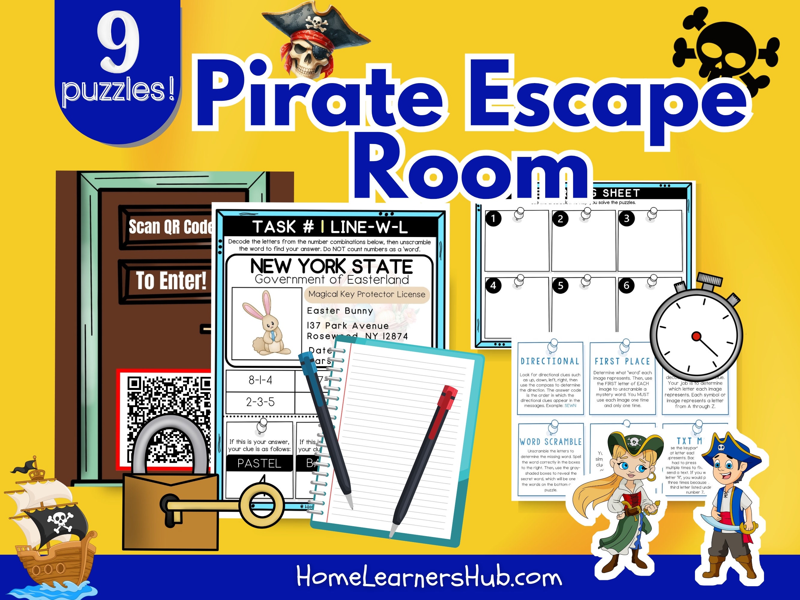 Pirate Escape Room Game| Treasure Adventure Printable Party Game for ...