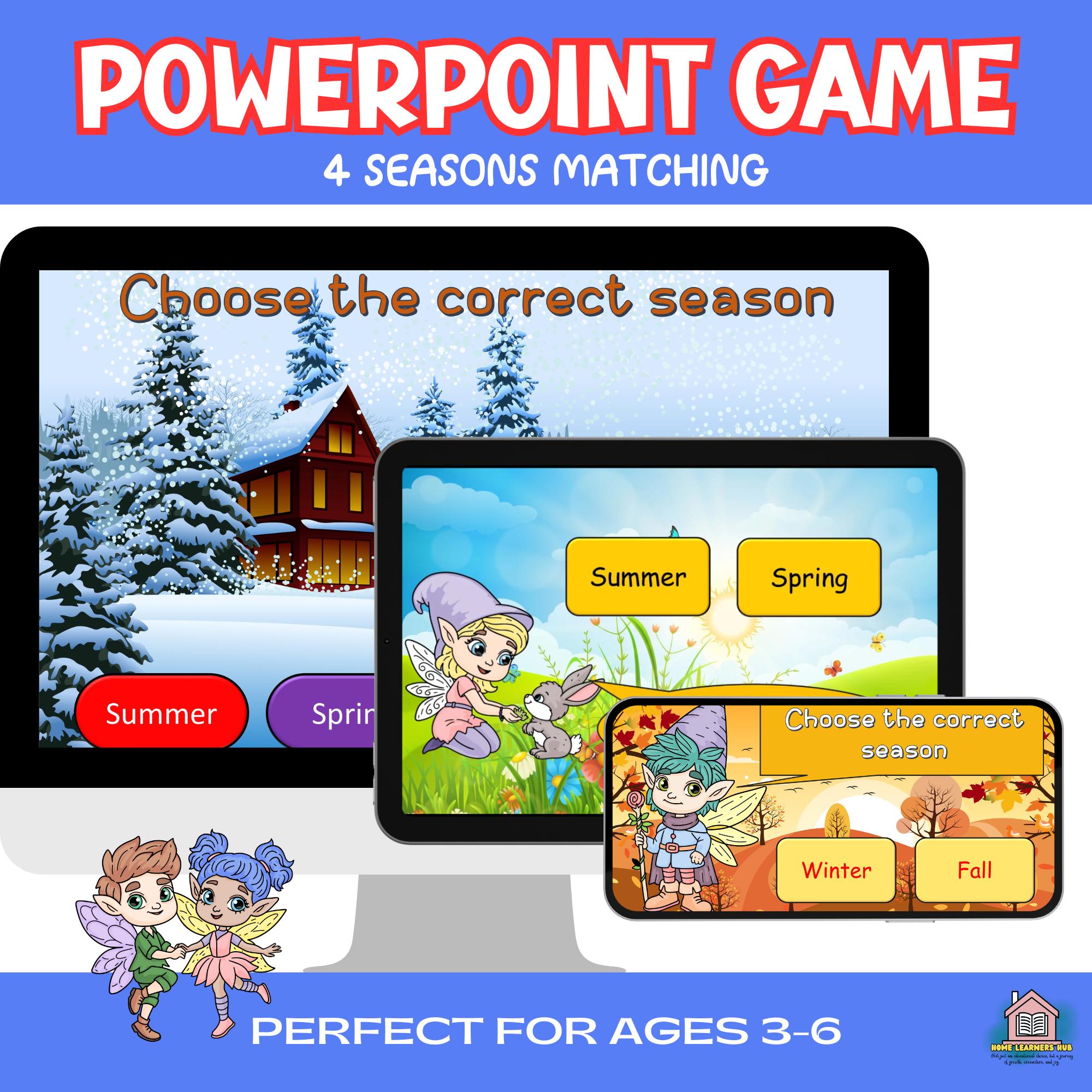 Powerpoint Games for Kids| 4 Seasons Matching Game| Classroom ...