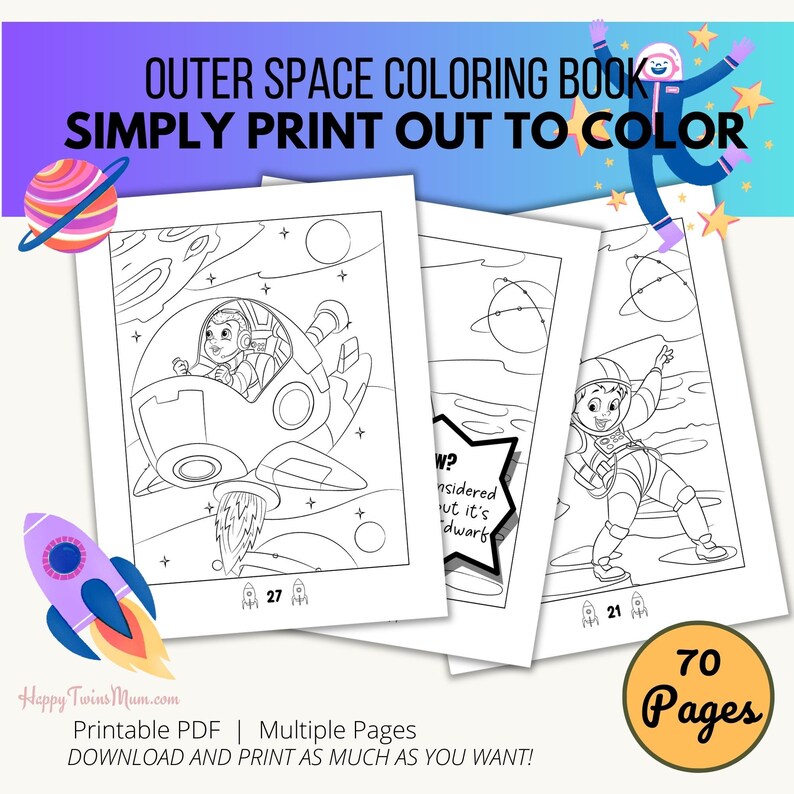 Outer Space Coloring Boy Coloring Pages Astronaut Coloring - Etsy