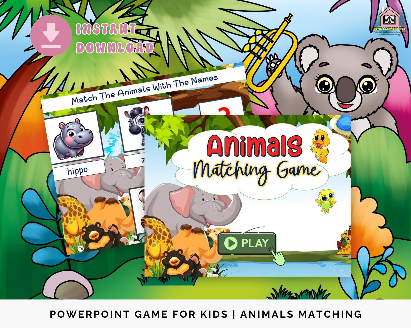 Powerpoint Games| Animals Matching Game for Kids| Classroom Activity ...