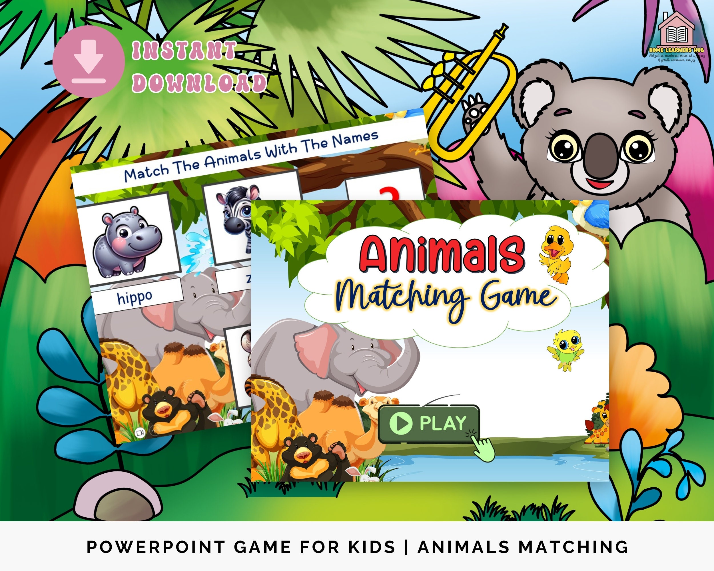 Powerpoint Games| Animals Matching Game for Kids| Classroom Activity ...