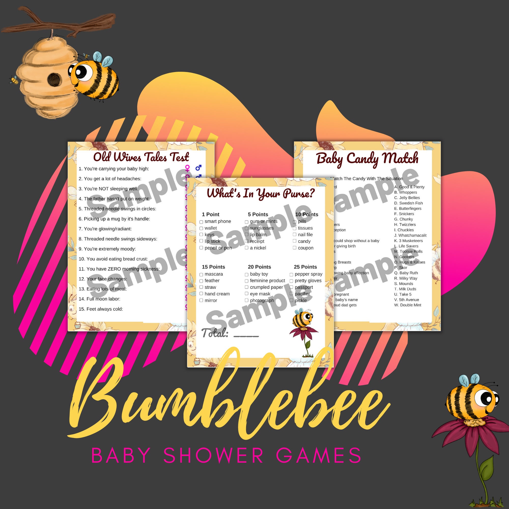 Bumblebee Baby Shower Games Baby Shower Games Ideas Printable Baby ...