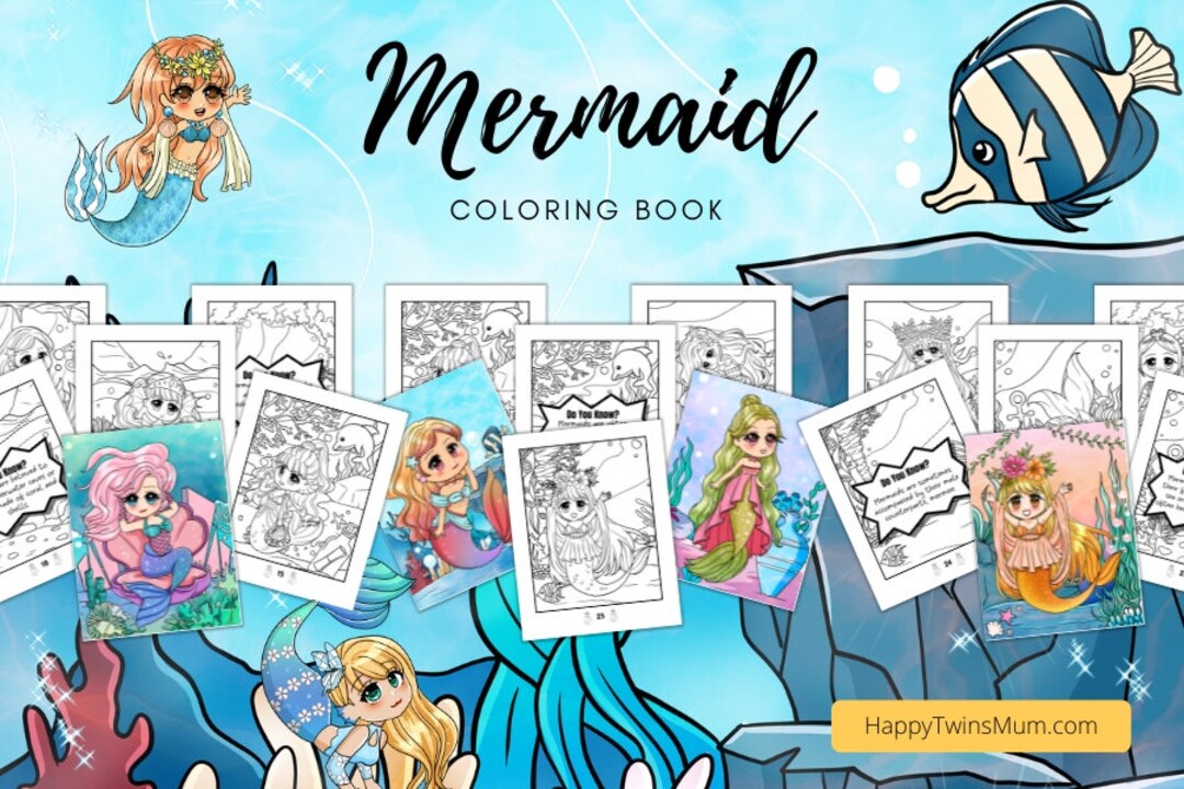 Mermaid Coloring Book| Mermaid Coloring Pages for Girls, Teens & Kids ...