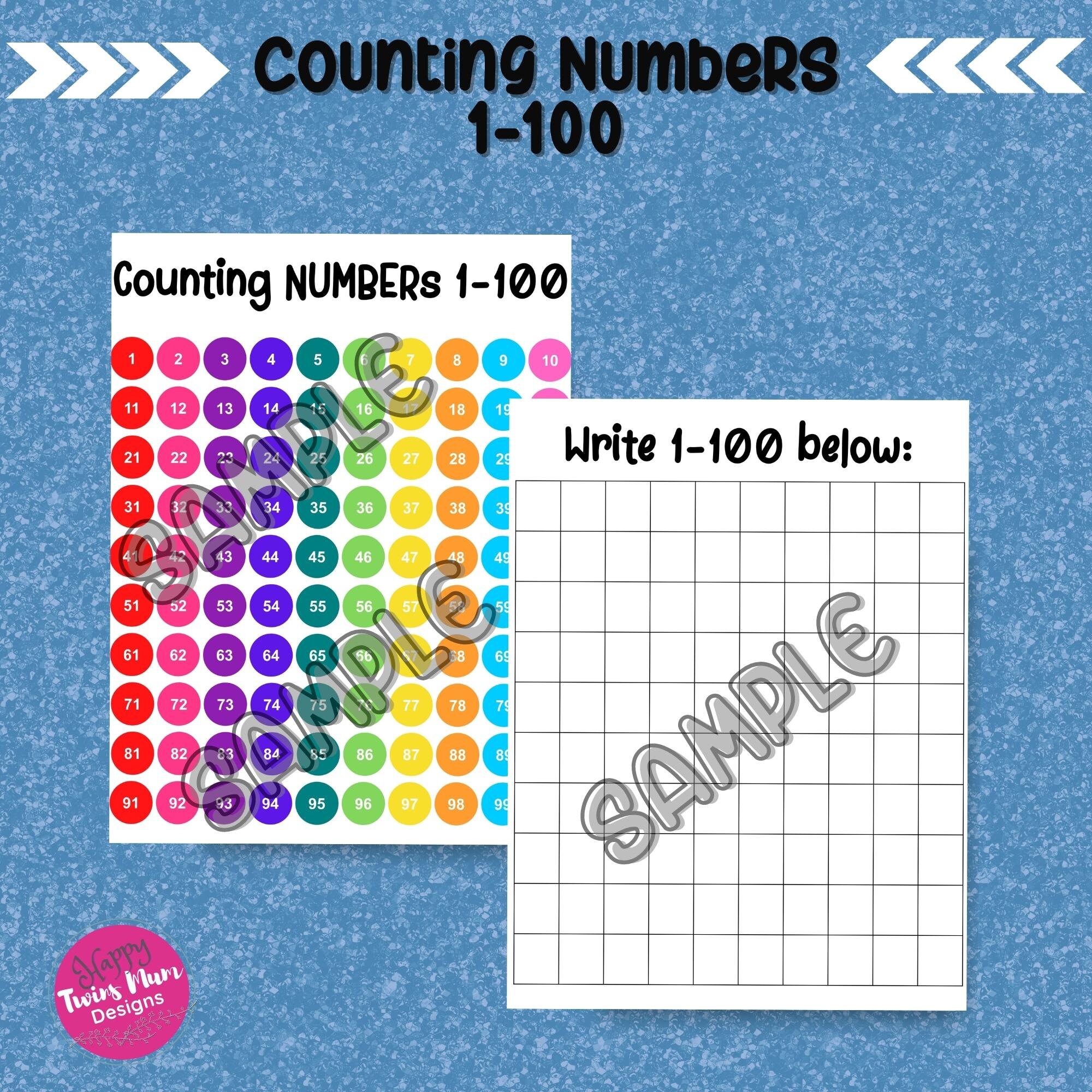 Counting Numbers 1-100 Education Printable| Numbers 1-100 Chart ...