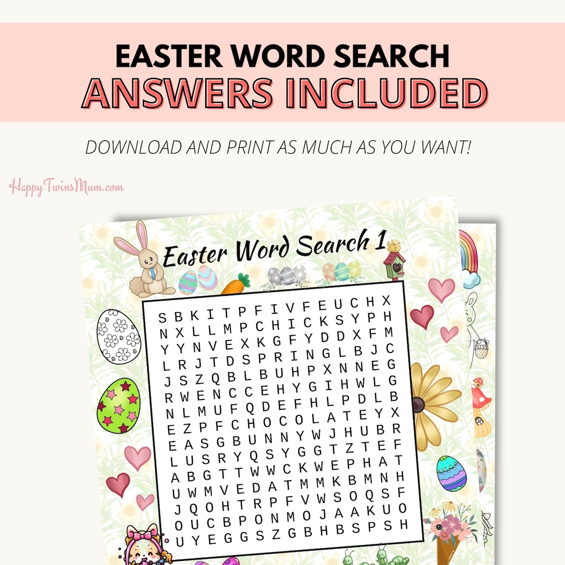 Easter Word Search Printable Easter Activity for Kids and Adults ...