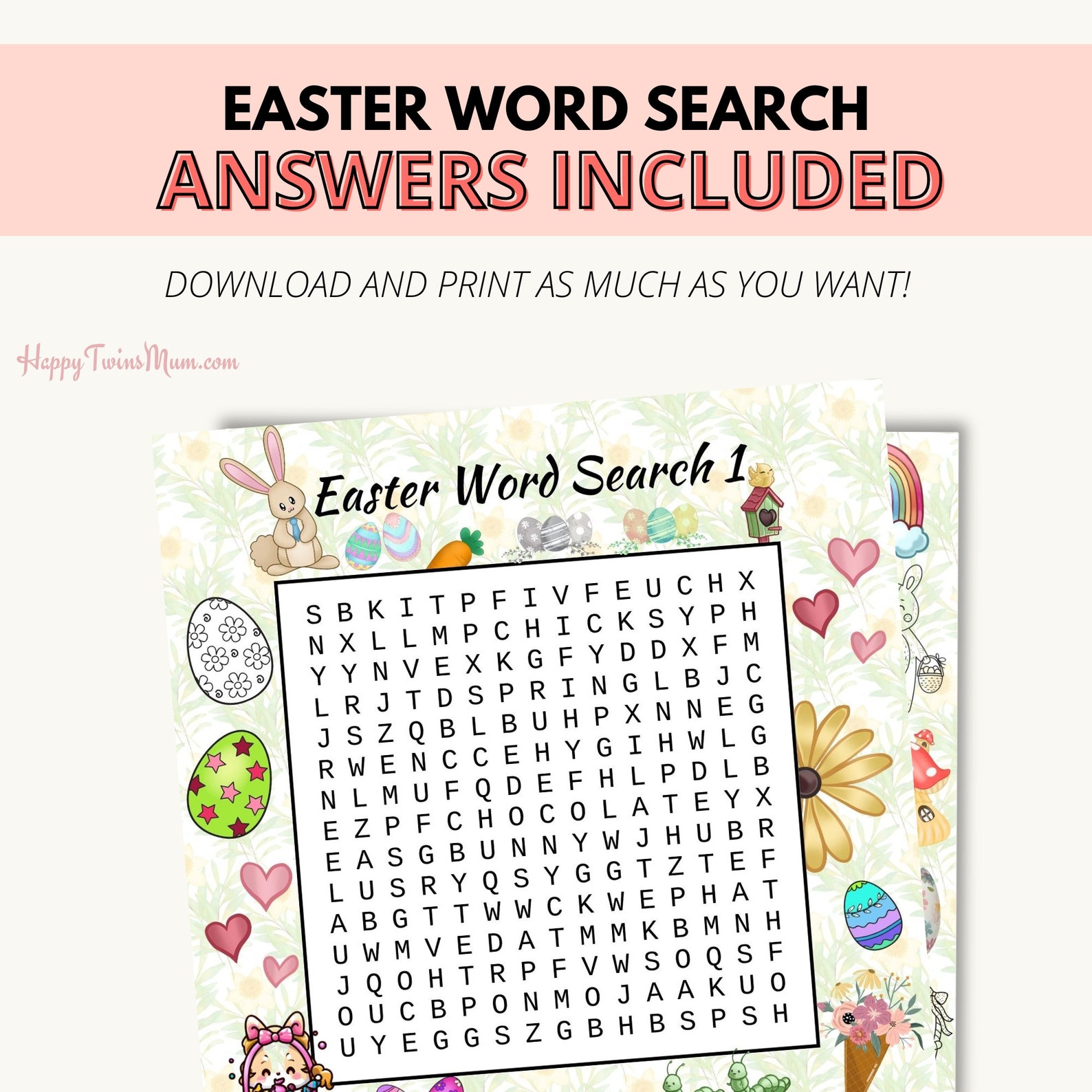 Easter Word Search Printable Easter Activity for Kids and Adults ...