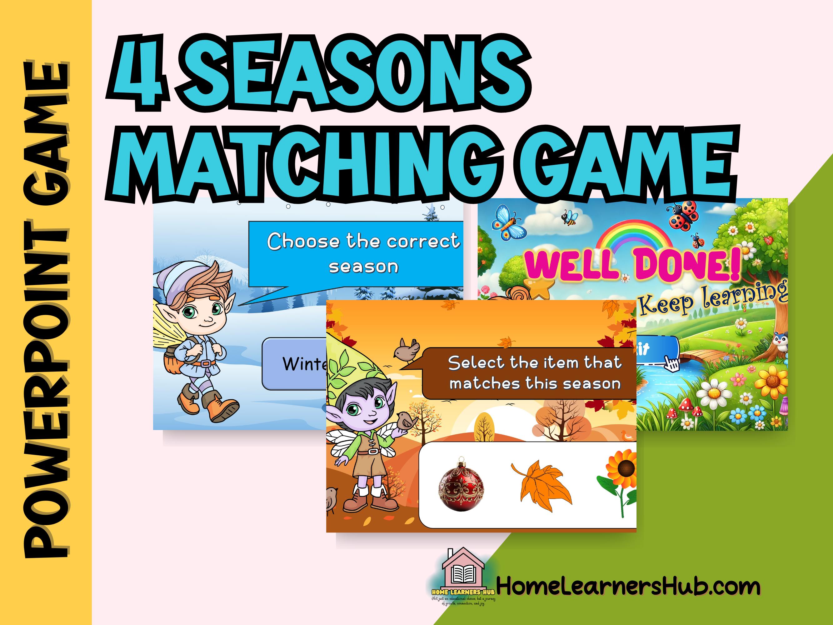 Powerpoint Games for Kids| 4 Seasons Matching Game| Classroom ...