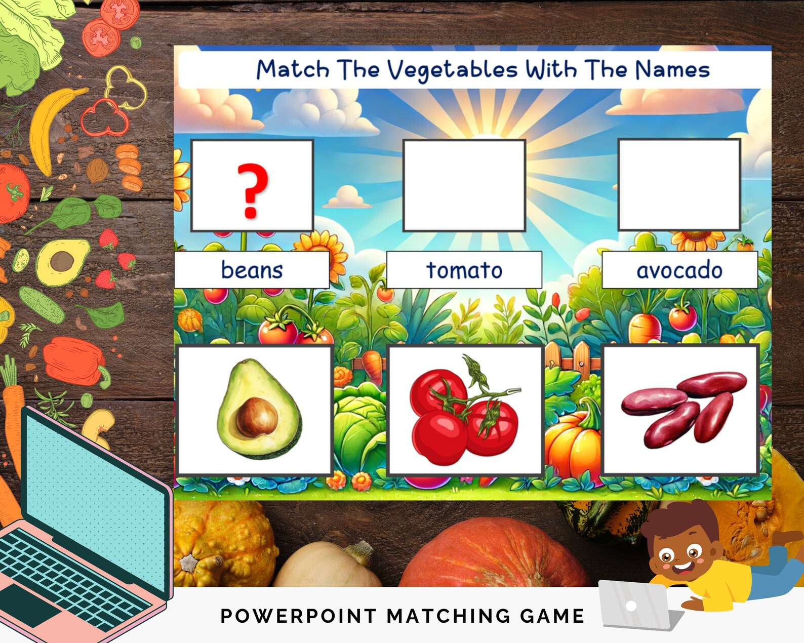 Powerpoint Games| Vegetables Matching Game for Kids| Classroom ...