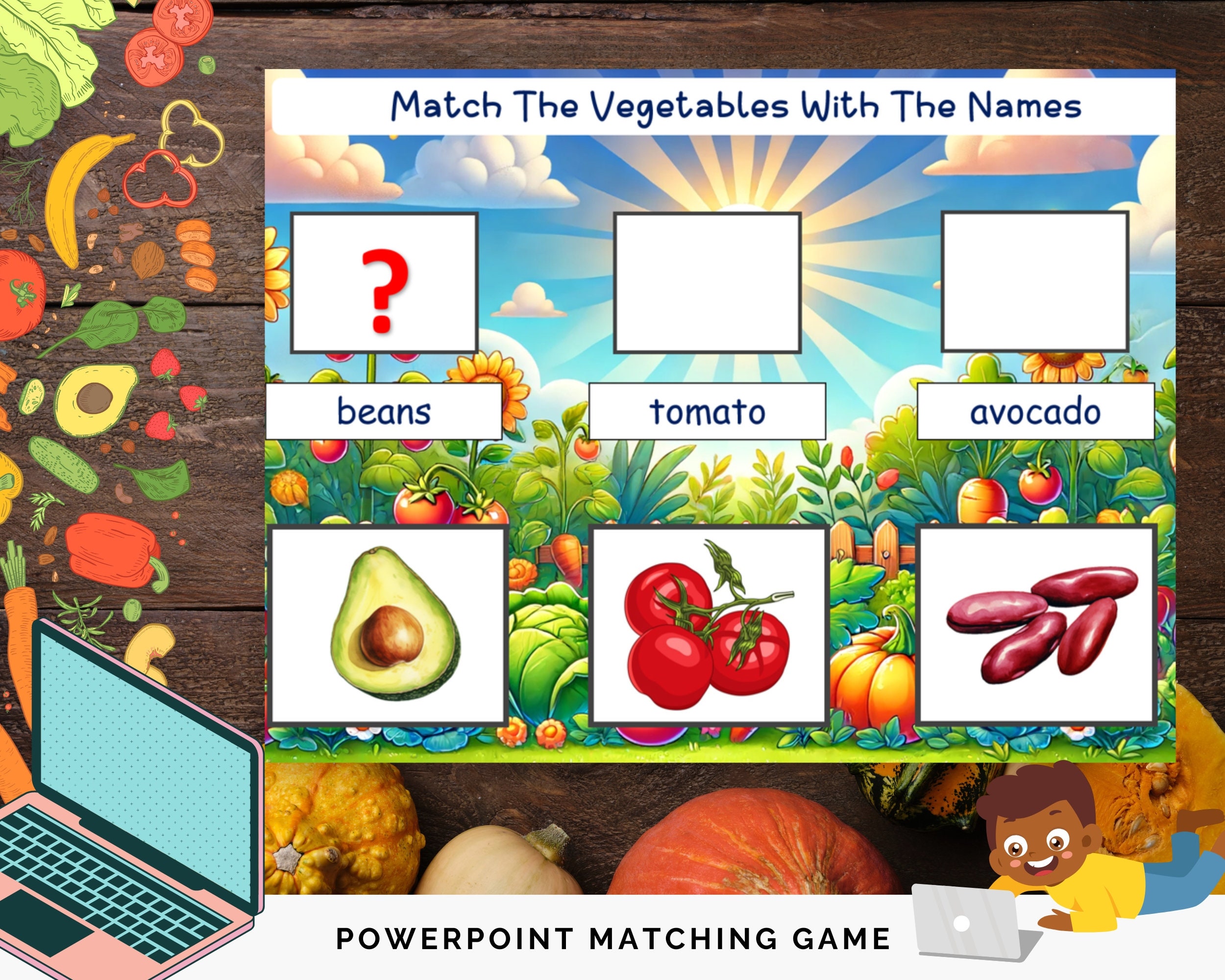 Powerpoint Games| Vegetables Matching Game for Kids| Classroom ...
