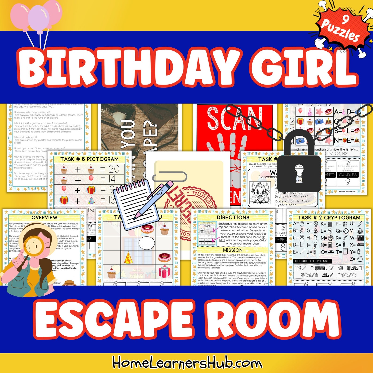 Birthday Girl Escape Room Printables Kit| Family Game Night| DIY ...
