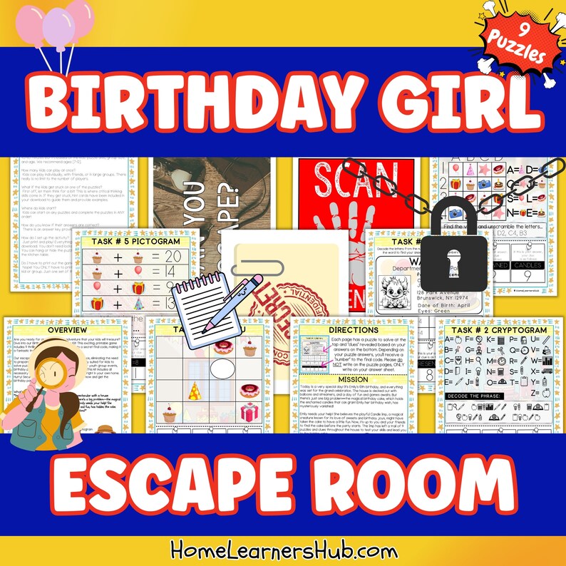 Birthday Girl Escape Room Printables Kit| Family Game Night| DIY ...