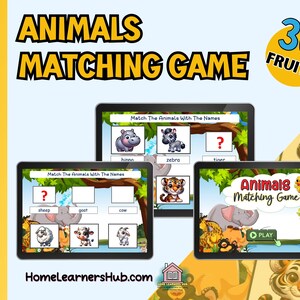 Powerpoint Games| Animals Matching Game for Kids| Classroom Activity ...