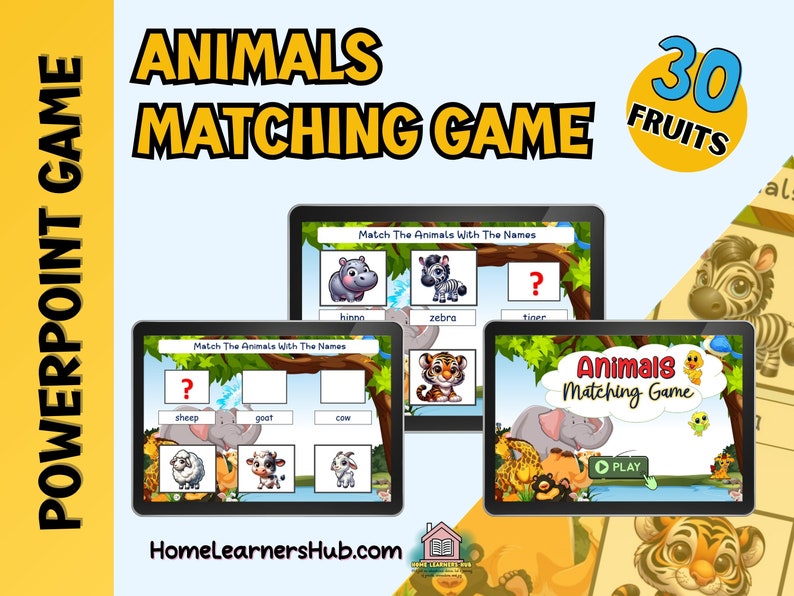 Powerpoint Games| Animals Matching Game for Kids| Classroom Activity ...