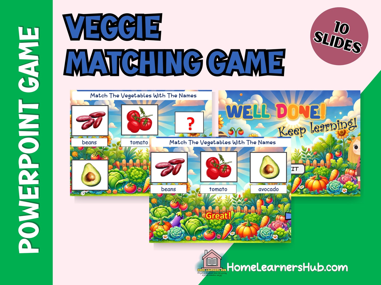 Powerpoint Games| Vegetables Matching Game for Kids| Classroom ...