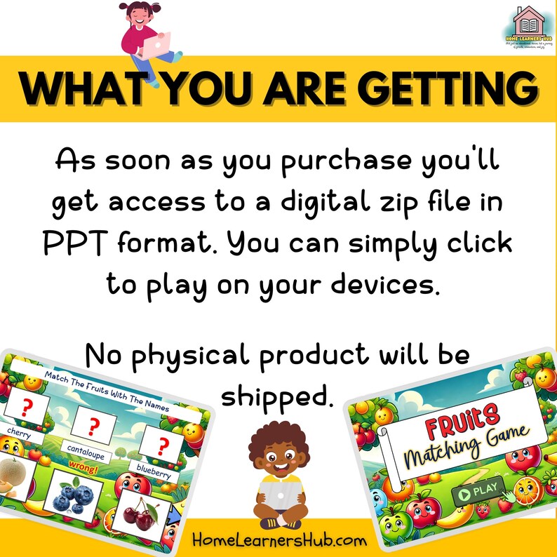 Powerpoint Games| Fruits Matching Game for Kids| Classroom Activities ...