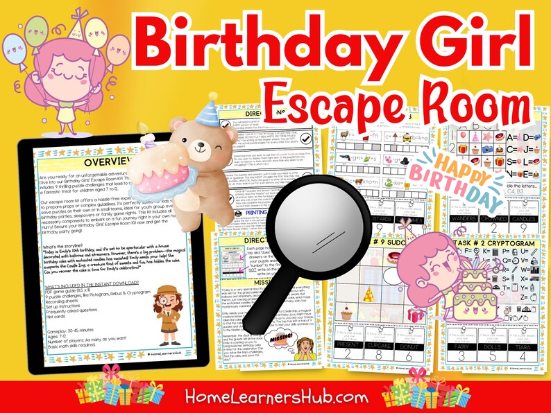 Birthday Girl Escape Room Printables Kit Family Game Night DIY ...