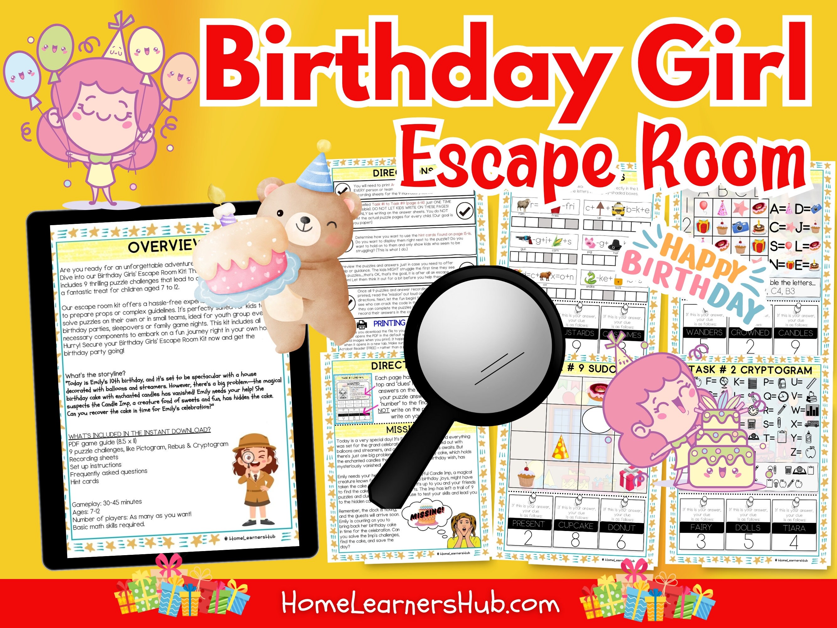 Birthday Girl Escape Room Printables Kit Family Game Night DIY ...