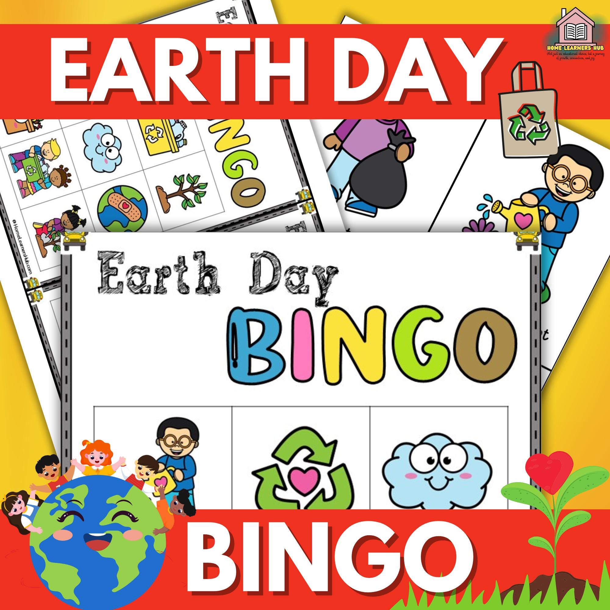Earth Day Bingo Game for Kids | Printable 3x3 Bingo Cards | Earth Day ...
