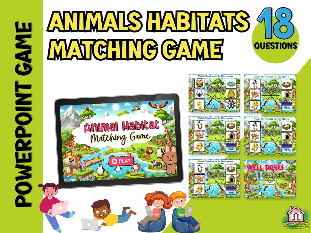Powerpoint Games for Kids| Animals Habitats Matching Game| Classroom ...