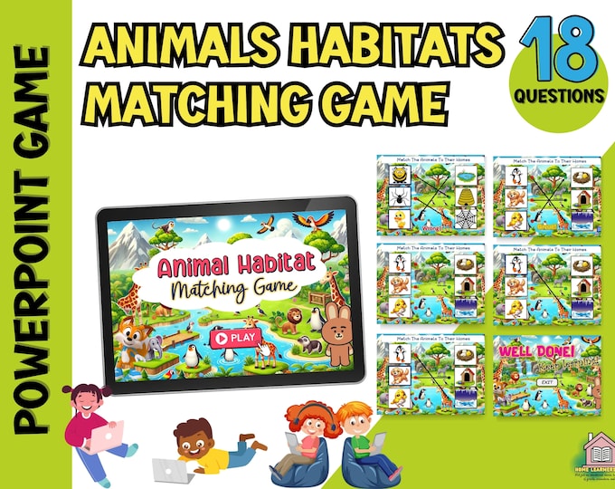 Powerpoint Games for Kids| Animals Habitats Matching Game| Classroom ...