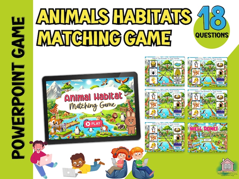Powerpoint Games for Kids| Animals Habitats Matching Game| Classroom ...